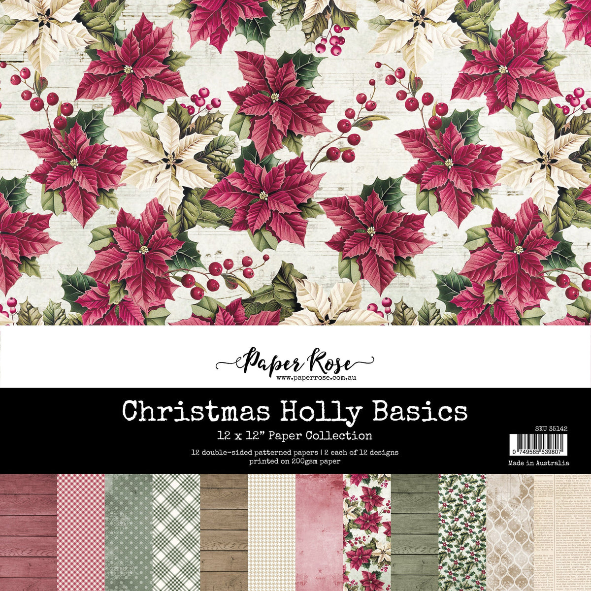 Christmas Holly Basics 12x12 Paper Collection 35142 – Paper Rose USA