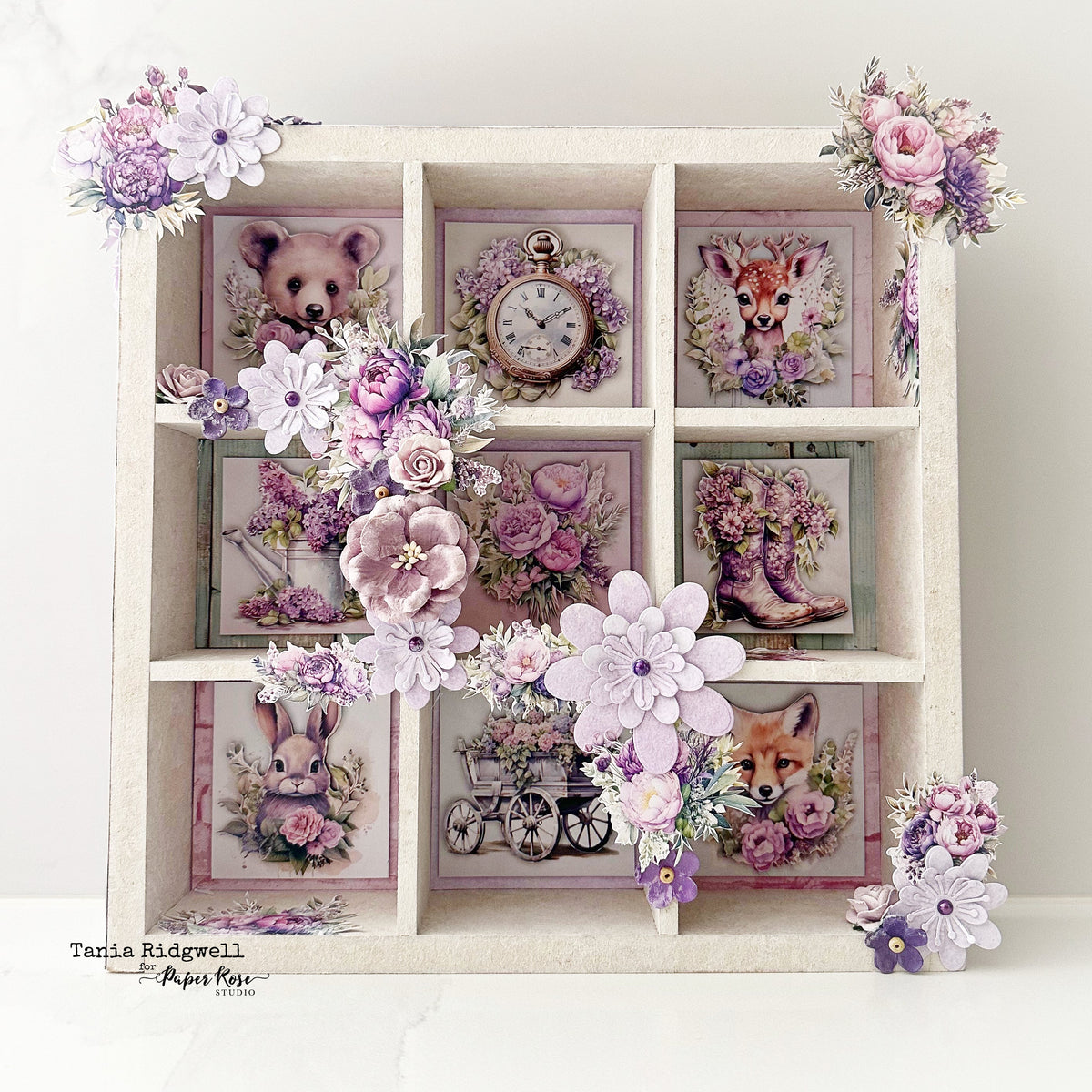 Lavender & Roses Shadow Box - Tania Ridgwell – Paper Rose Studio USA ...