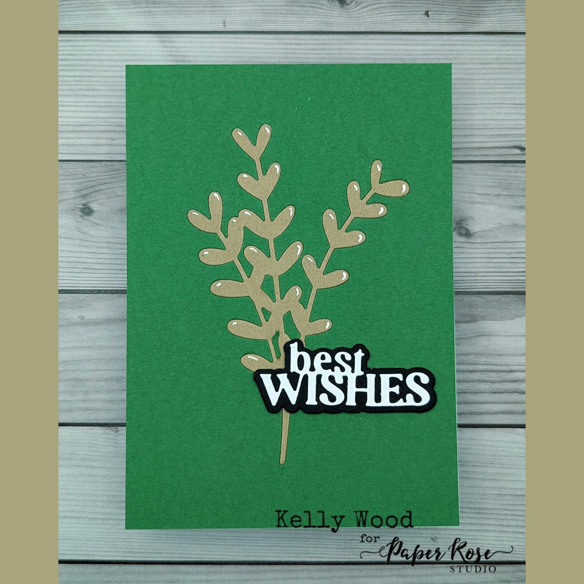 Leaf Sprig/Best Wishes Cards – Kelly Wood – Paper Rose USA