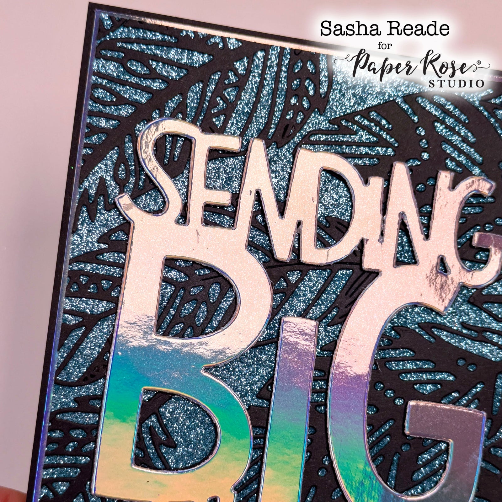 Feather Trio Die Cut Glitter Card - Sasha Reade – Paper Rose USA