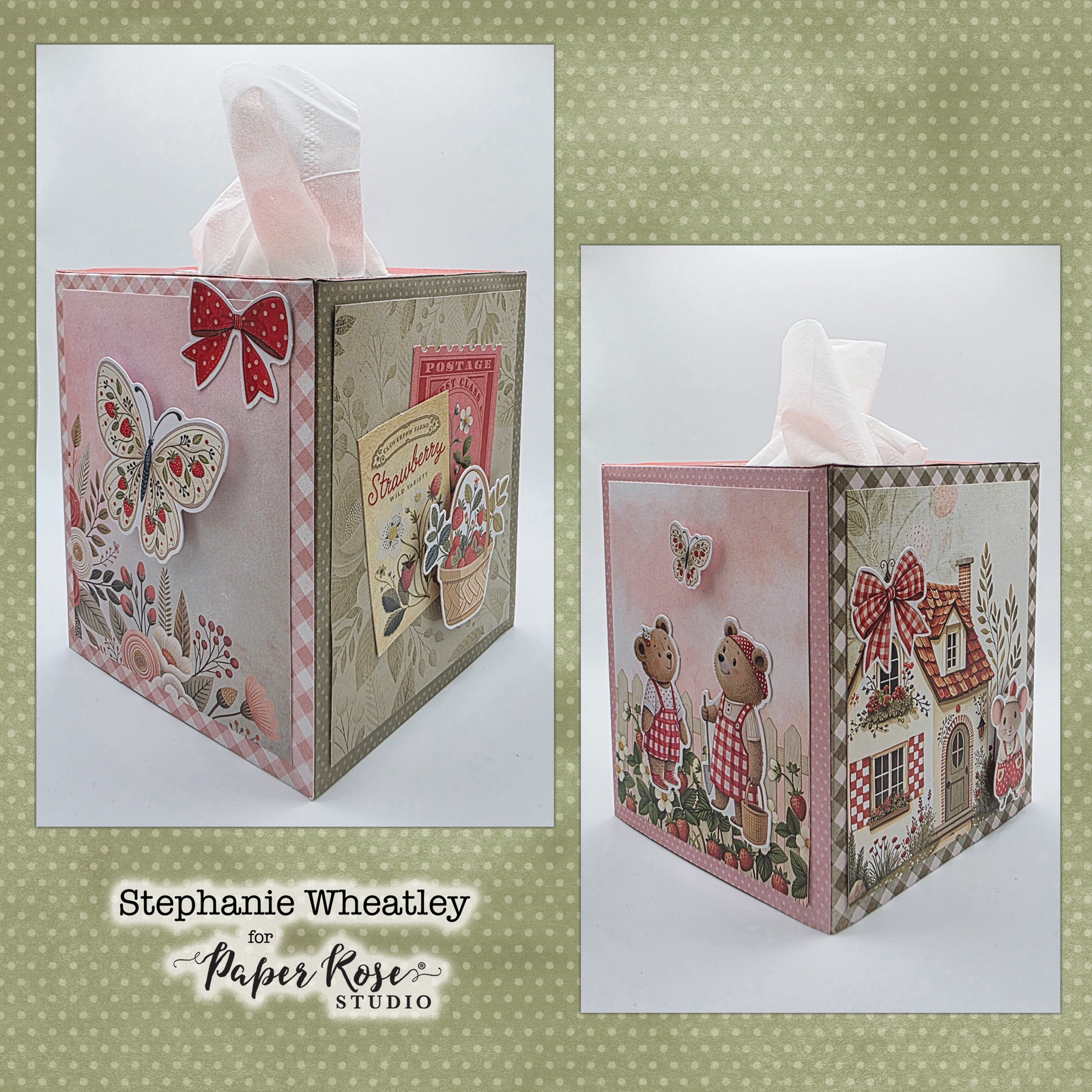 Strawberry Friends Tissue Box Cover - Stephanie Wheatley – Paper Rose USA