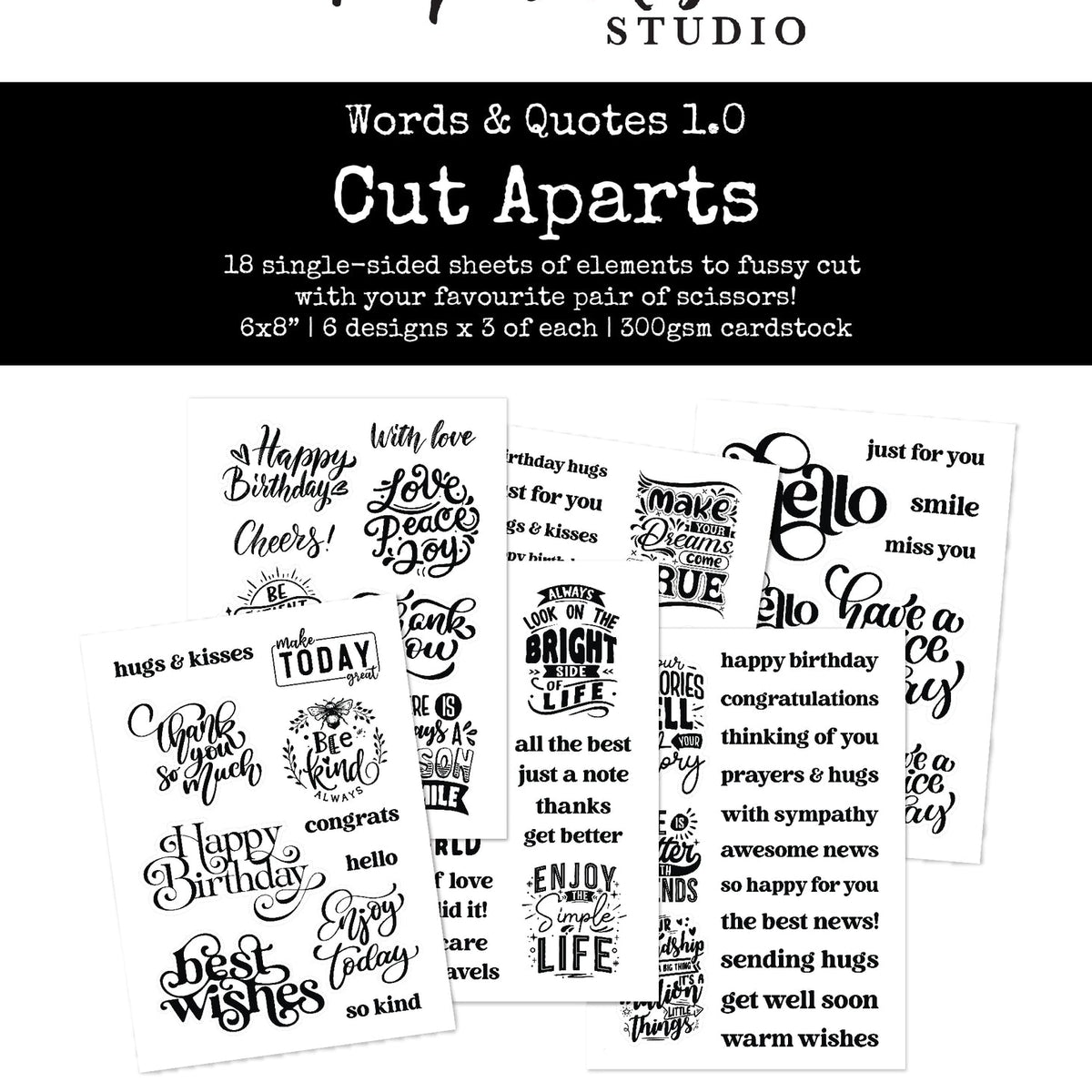 Words & Quotes 1.0 Cut Aparts Paper Pack 32520 – Paper Rose USA