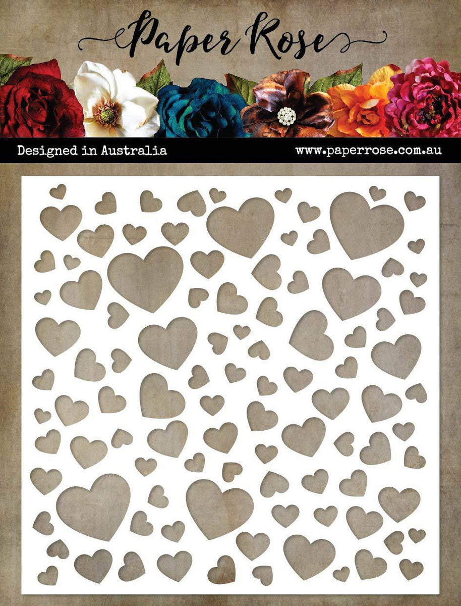 Scattered Hearts 6x6" Stencil 20991 – Paper Rose USA